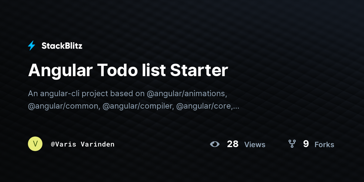 Angular Todo list Starter - StackBlitz