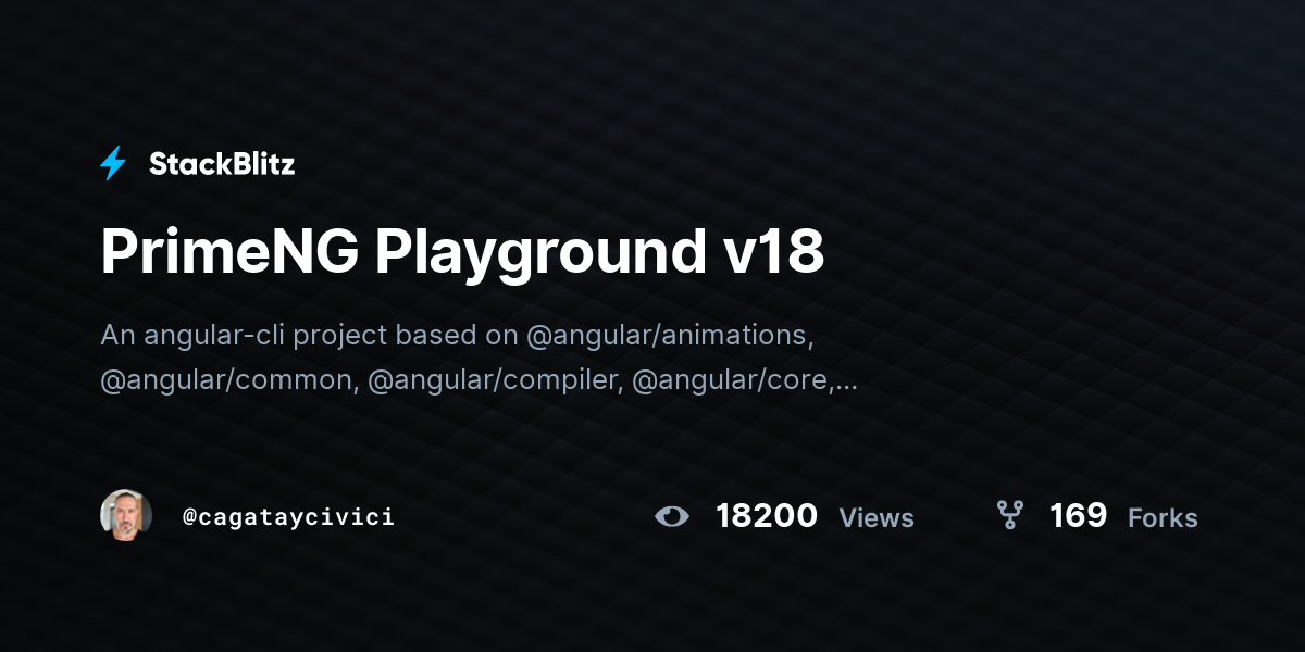 PrimeNG Playground v18 - StackBlitz