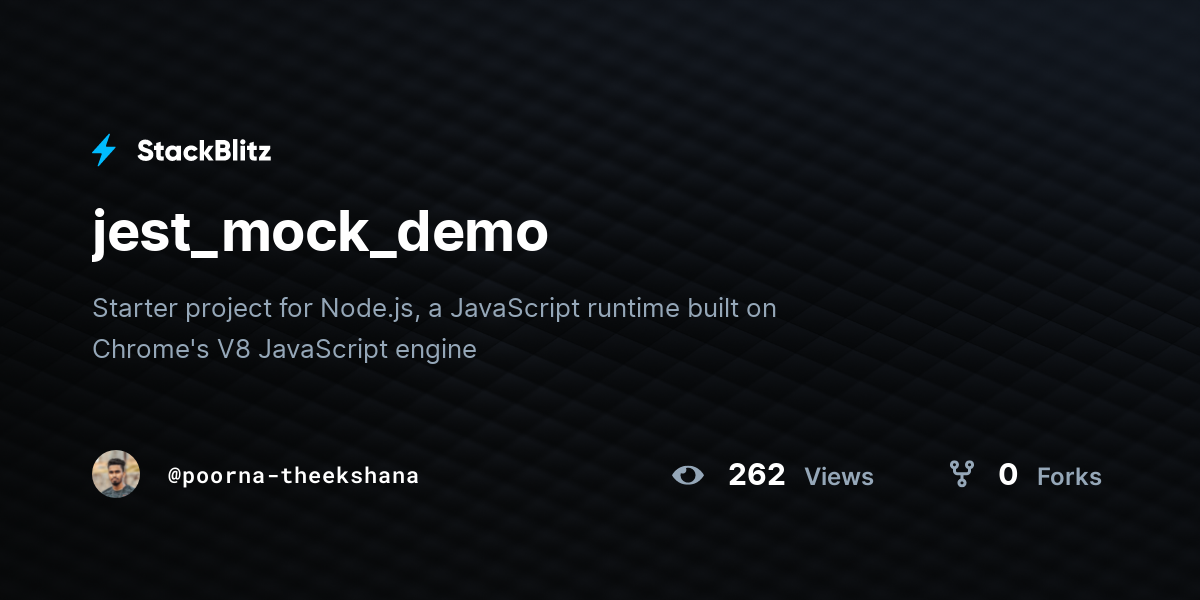 jest_mock_demo - StackBlitz jest_mock_demo - StackBlitz