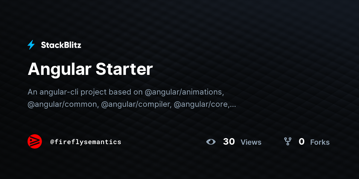 Angular Starter - StackBlitz
