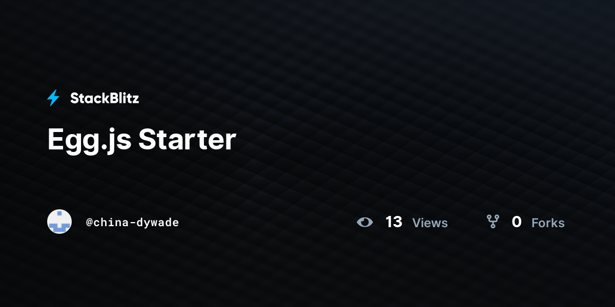 Egg.js Starter - StackBlitz