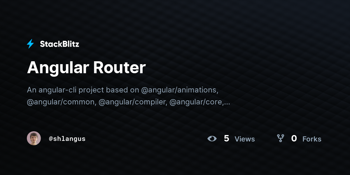Angular Router - StackBlitz