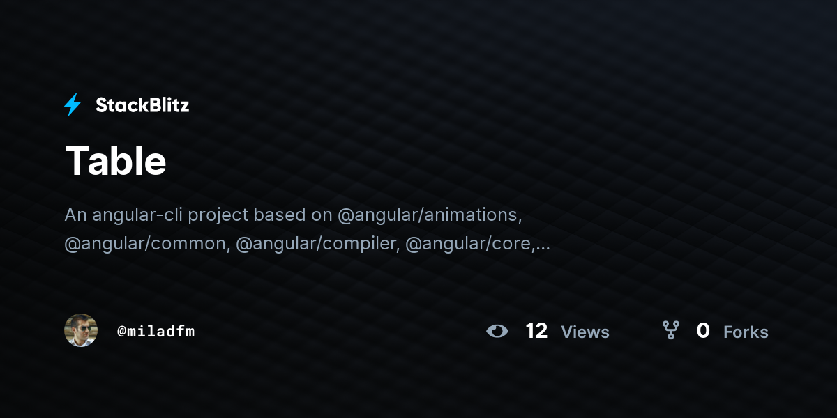 Table - StackBlitz