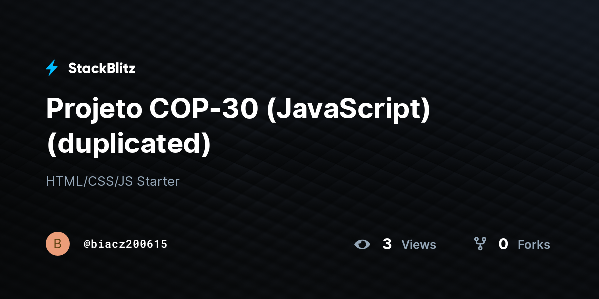 Projeto COP-30 (JavaScript) (duplicated) - StackBlitz