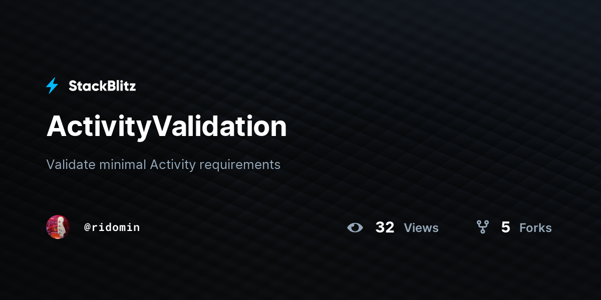 ActivityValidation - StackBlitz