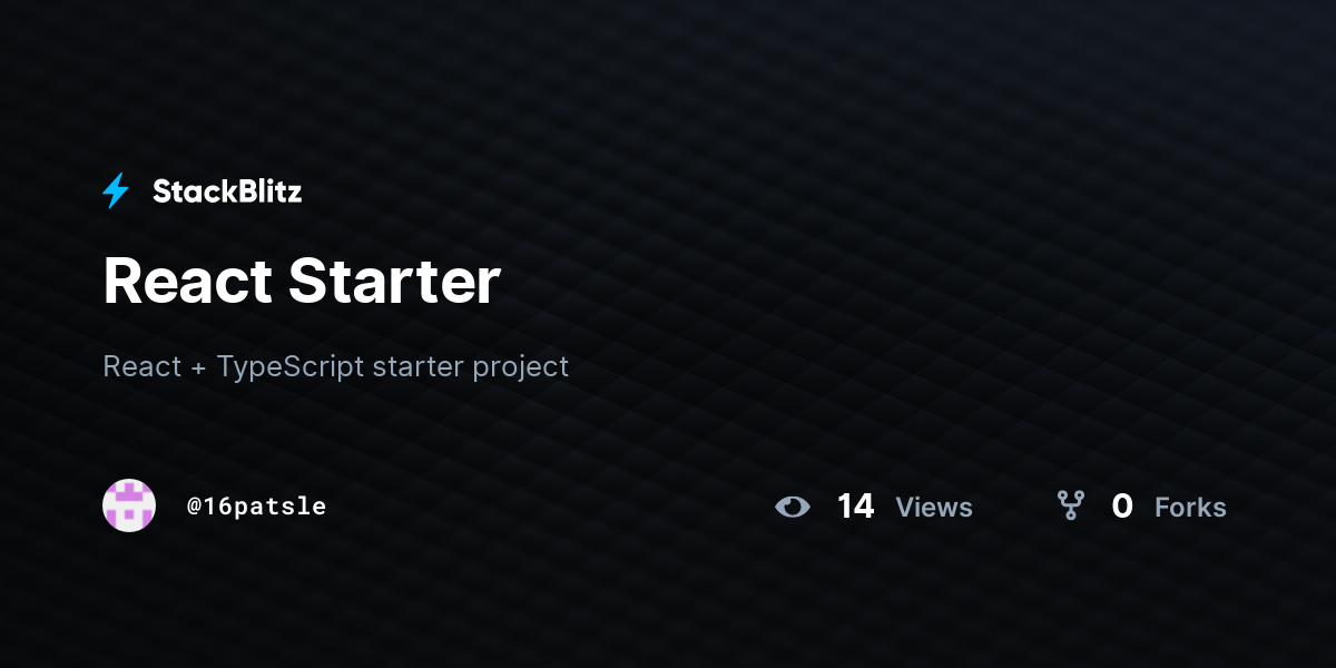 React Starter Stackblitz