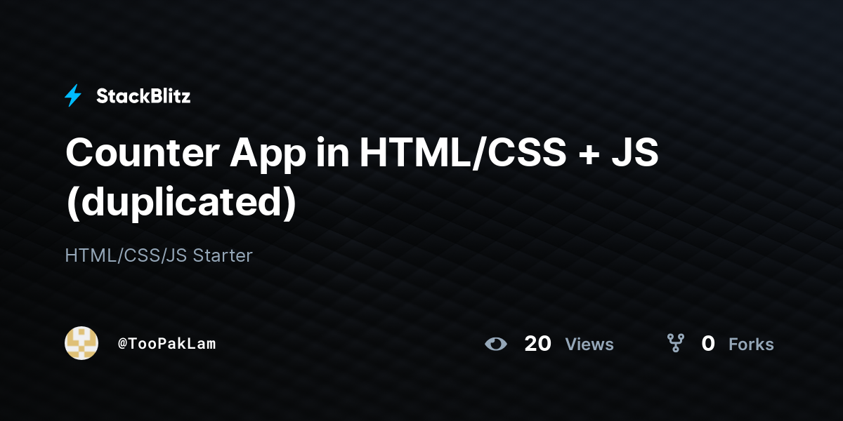 Counter App in HTML/CSS + JS (duplicated) - StackBlitz