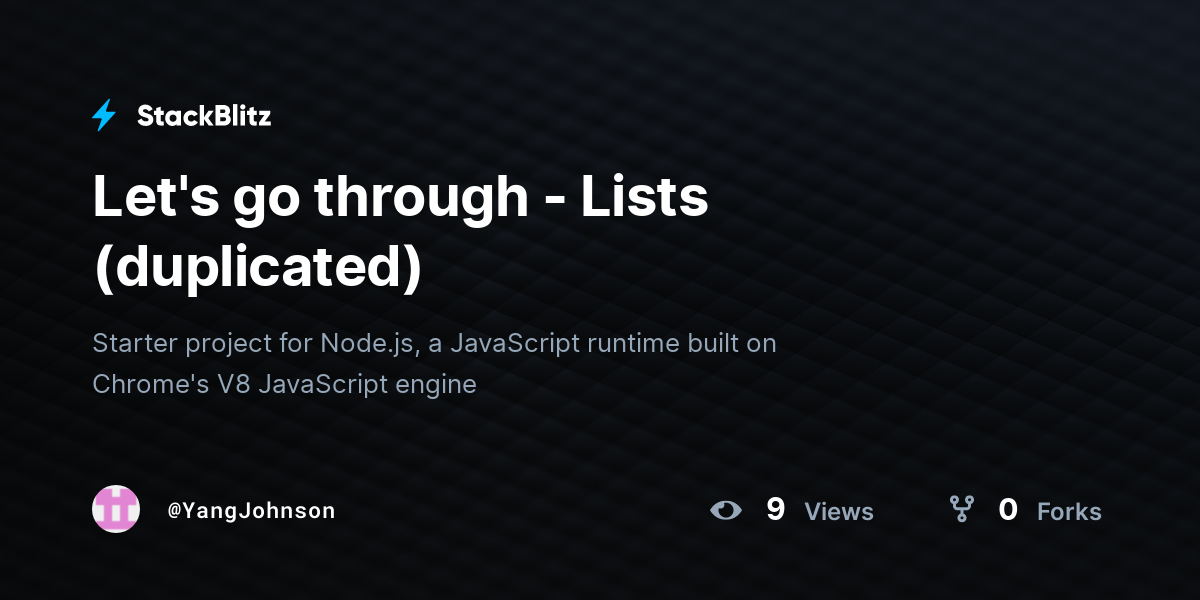 Let's go through - Lists (duplicated) - StackBlitz