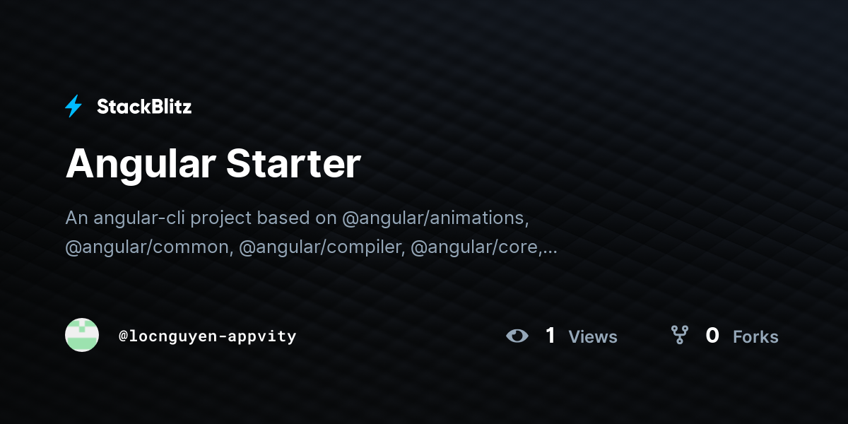Angular Starter - StackBlitz