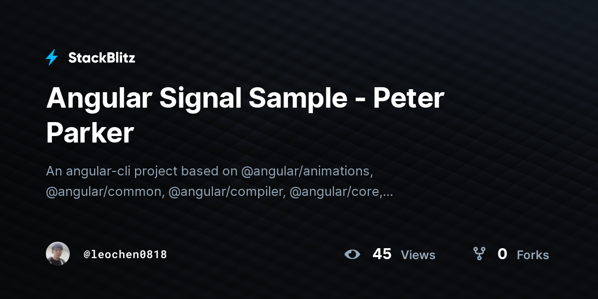 Angular Signal Sample - Peter Parker - StackBlitz