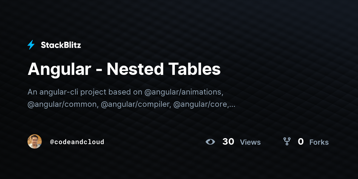 Angular - Nested Tables - StackBlitz