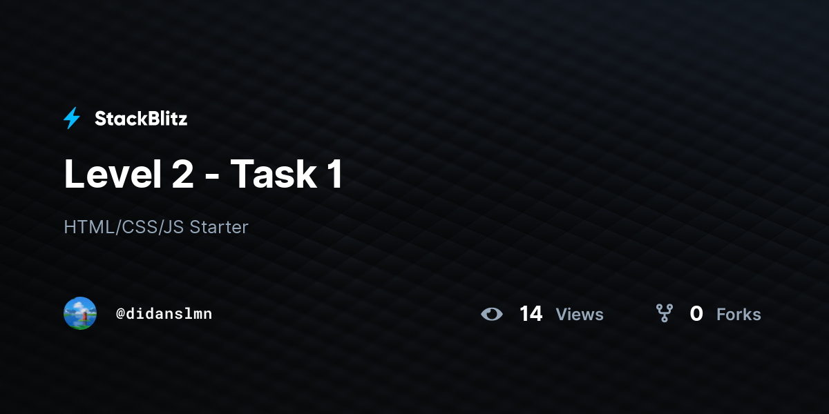 Level 2 - Task 1 - StackBlitz