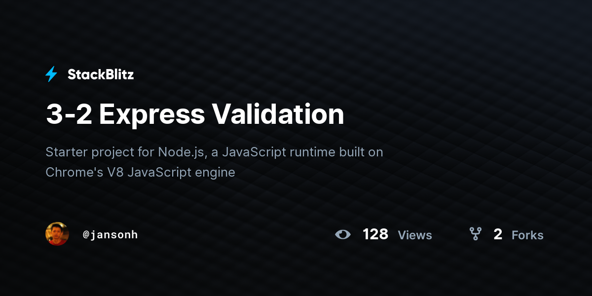 3-2 Express Validation - StackBlitz