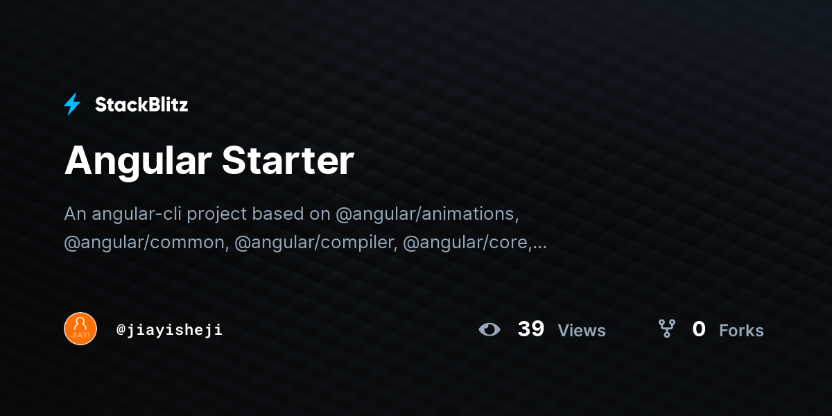 Angular Starter - StackBlitz