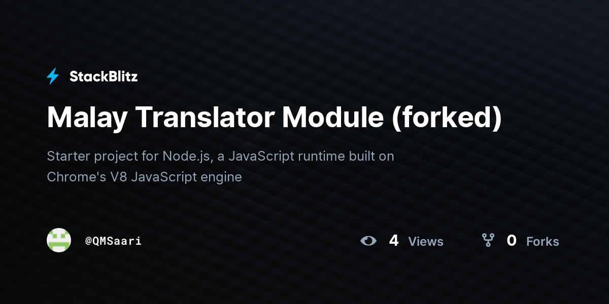 Malay Translator Module (forked) - StackBlitz