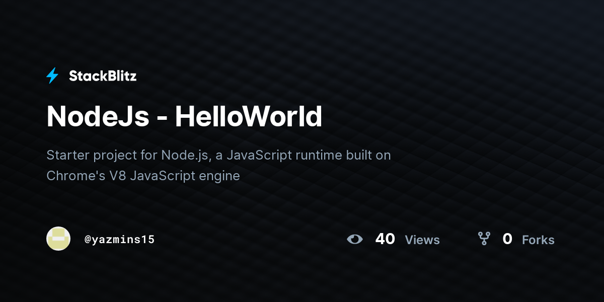 NodeJs - HelloWorld - StackBlitz