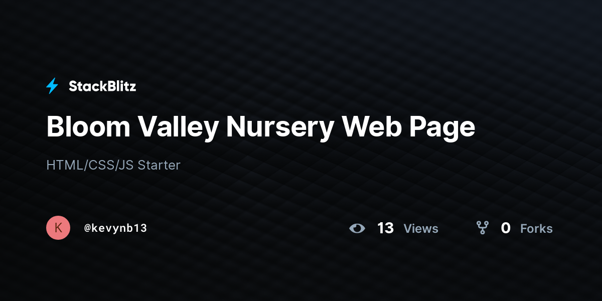 Bloom Valley Nursery Web Page - StackBlitz