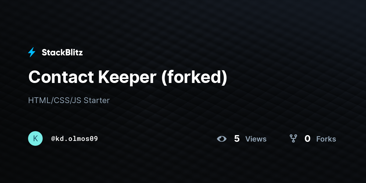 Contact Keeper (forked) - StackBlitz
