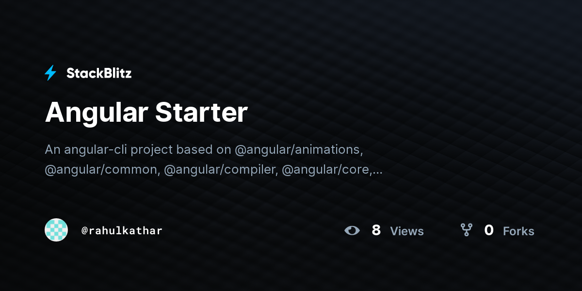 Angular Starter - StackBlitz