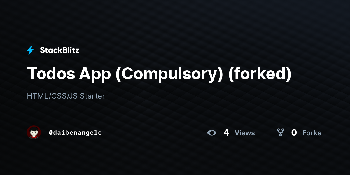 Todos App (Compulsory) (forked) - StackBlitz