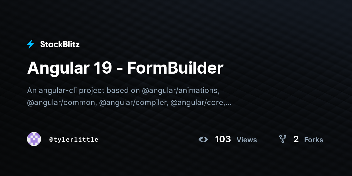 Angular 19 - FormBuilder - StackBlitz