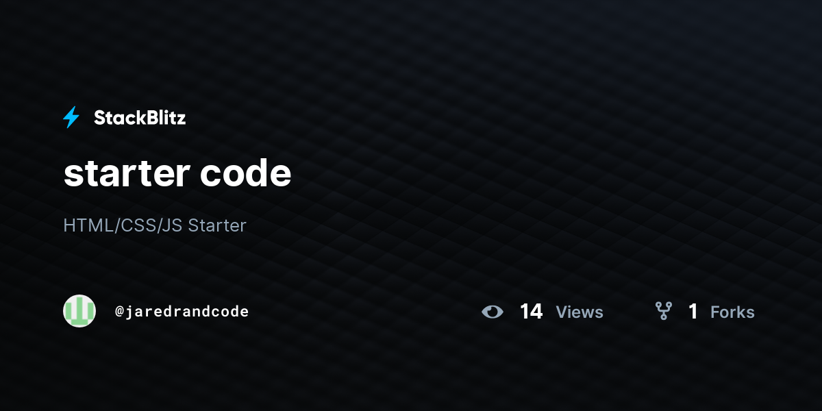 starter code - StackBlitz