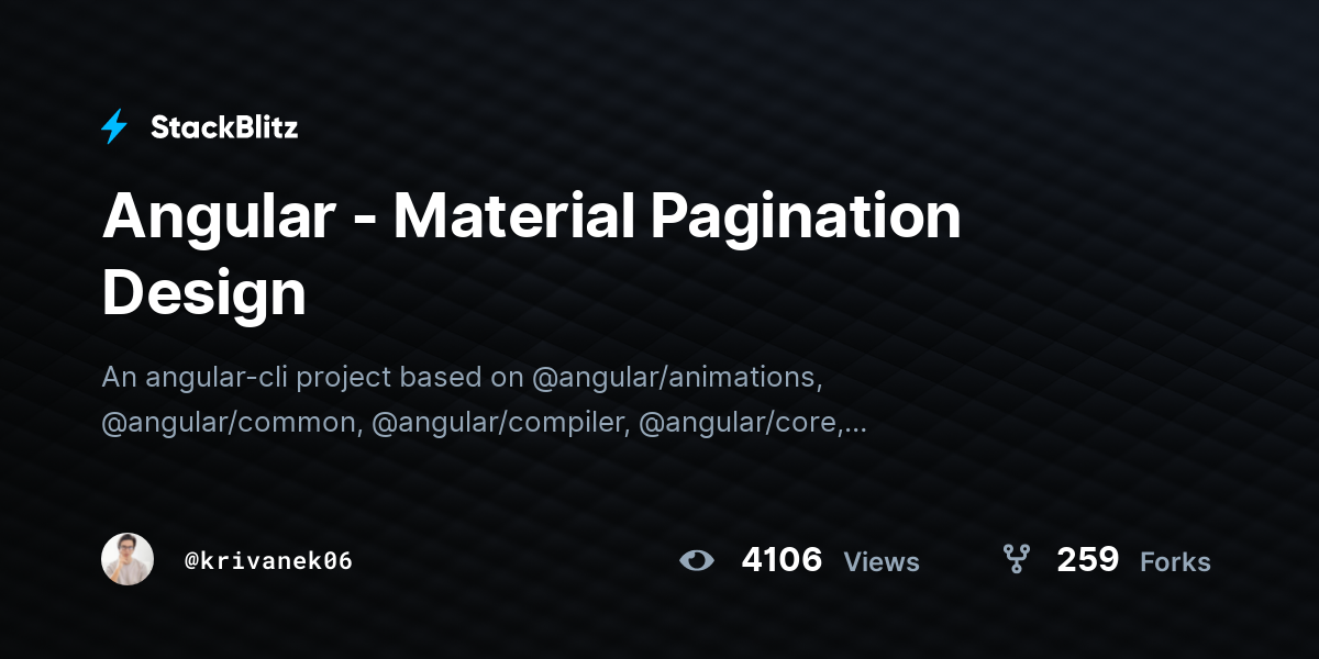 Angular - Material Pagination Design - StackBlitz