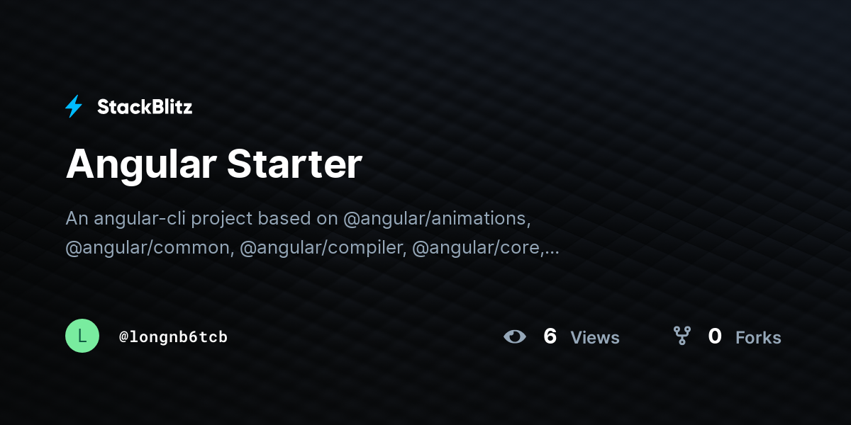Angular Starter - StackBlitz