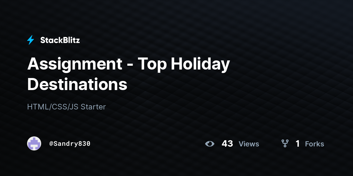 Assignment - Top Holiday Destinations - StackBlitz
