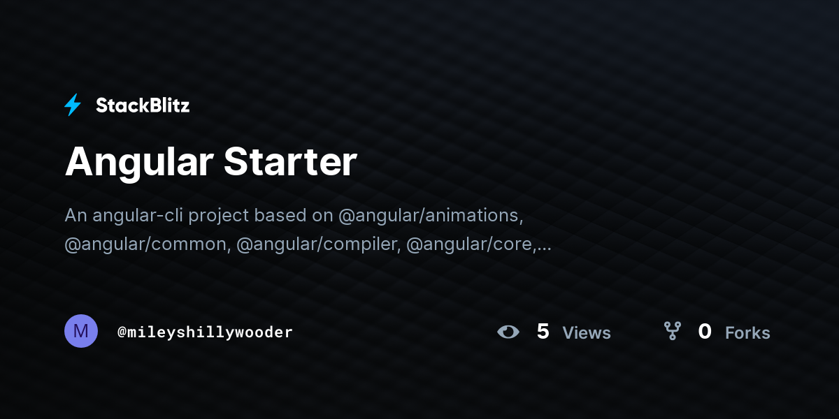 Angular Starter - StackBlitz