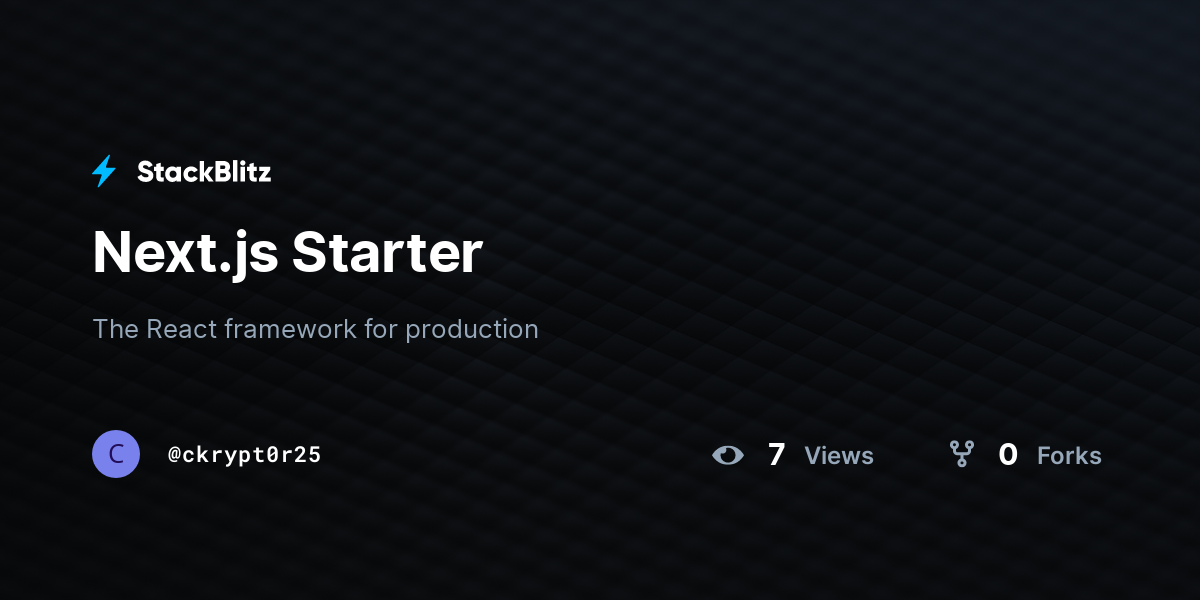 Next.js Starter - StackBlitz