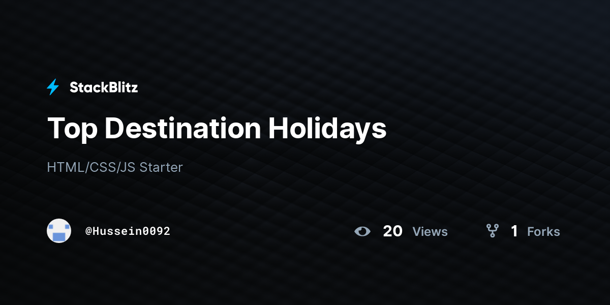 Top Destination Holidays - StackBlitz