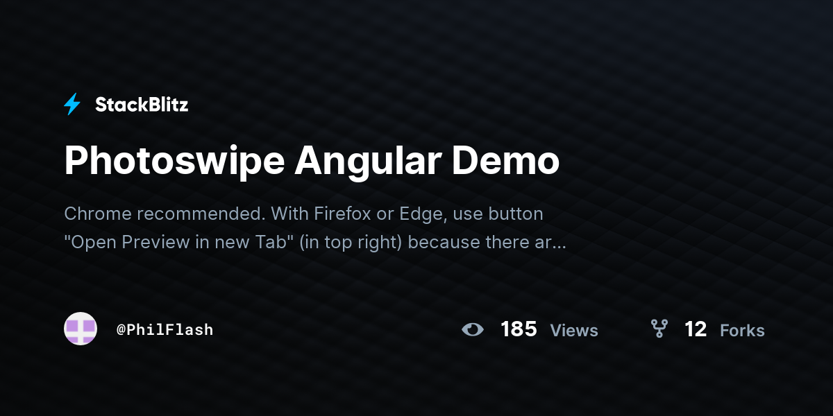 Photoswipe Angular Demo - StackBlitz