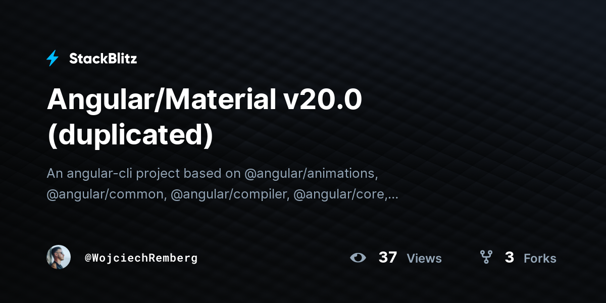 Angular/Material v20.0 (duplicated) - StackBlitz