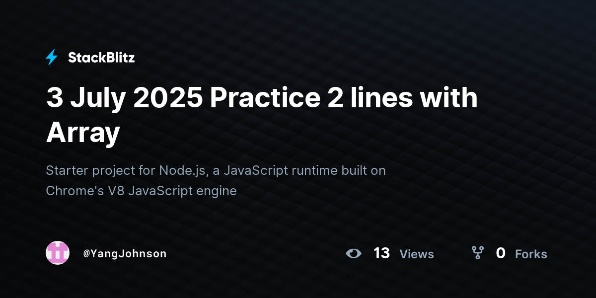 3 July 2025 Practice 2 lines with Array - StackBlitz