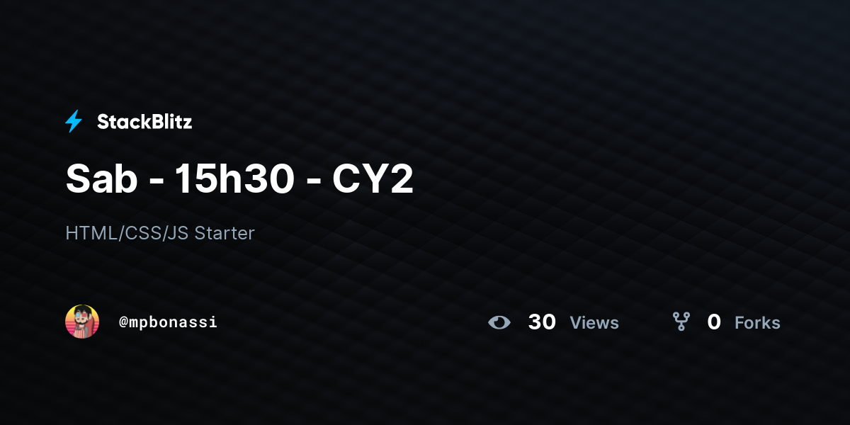 Sab - 15h30 - CY2 - StackBlitz