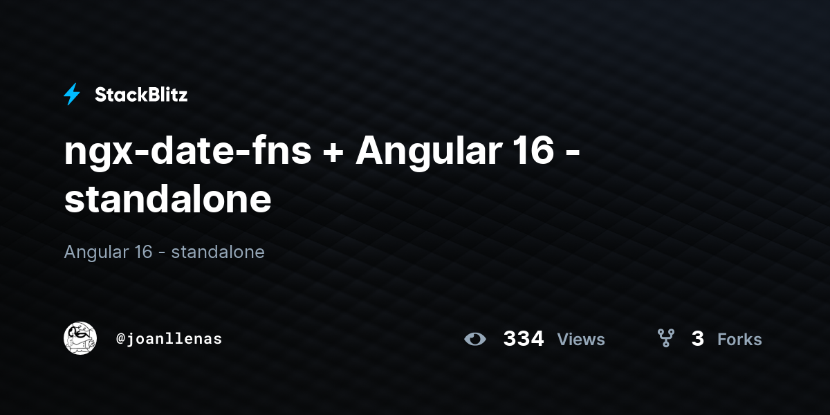 ngx-date-fns + Angular 16 - standalone - StackBlitz