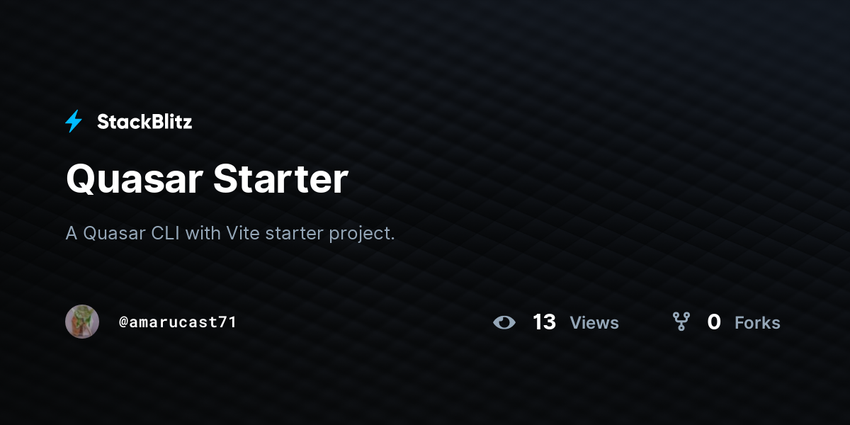 Quasar Starter - StackBlitz