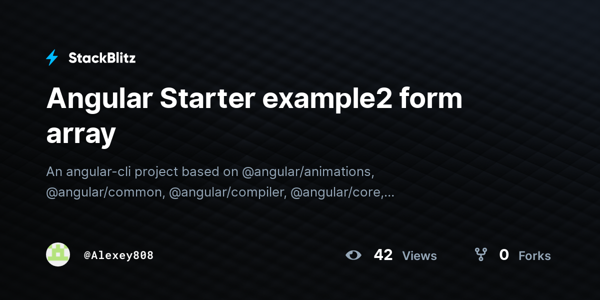 Angular Starter example2 form array - StackBlitz