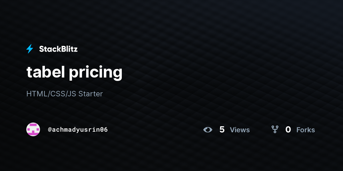 tabel pricing - StackBlitz