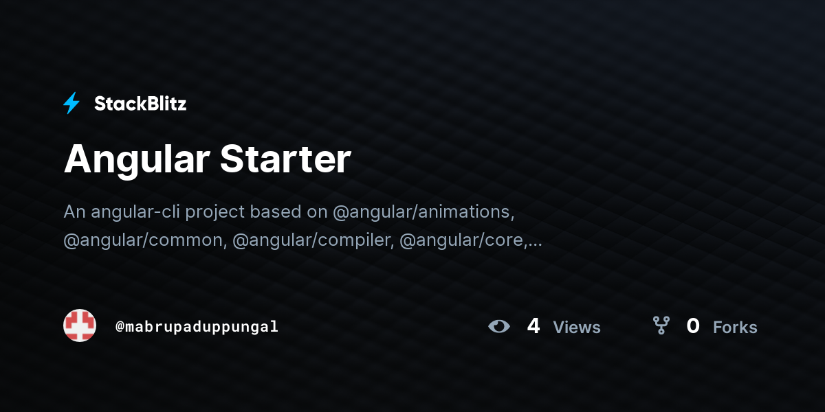 Angular Starter - StackBlitz