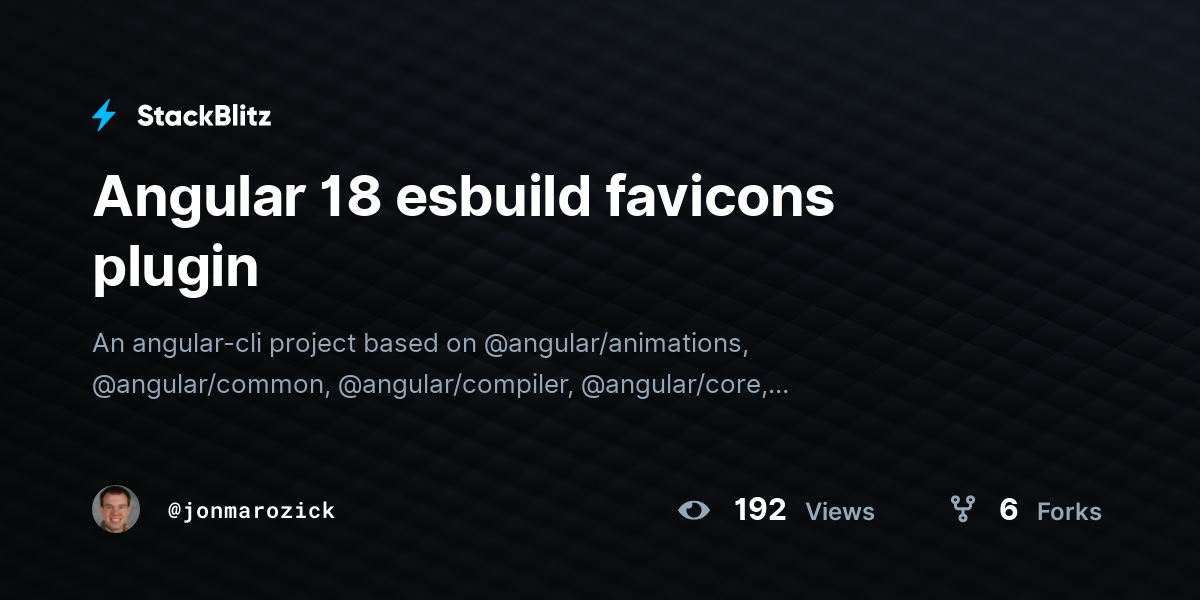 Angular 18 esbuild favicons plugin - StackBlitz