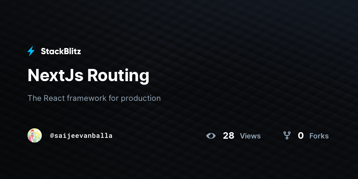 NextJs Routing - StackBlitz