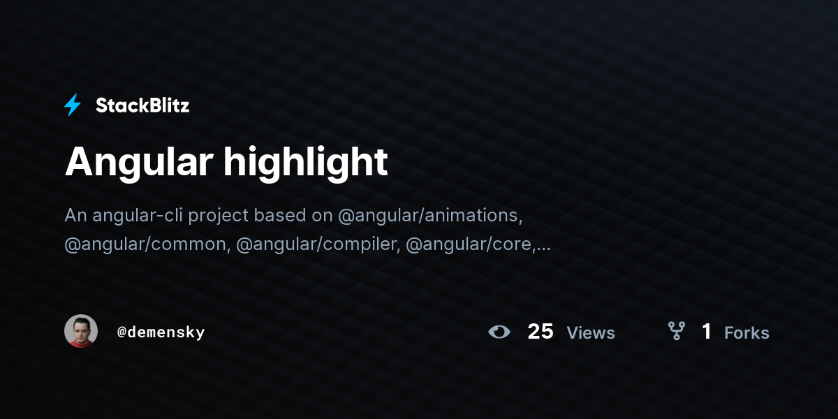 Angular highlight - StackBlitz