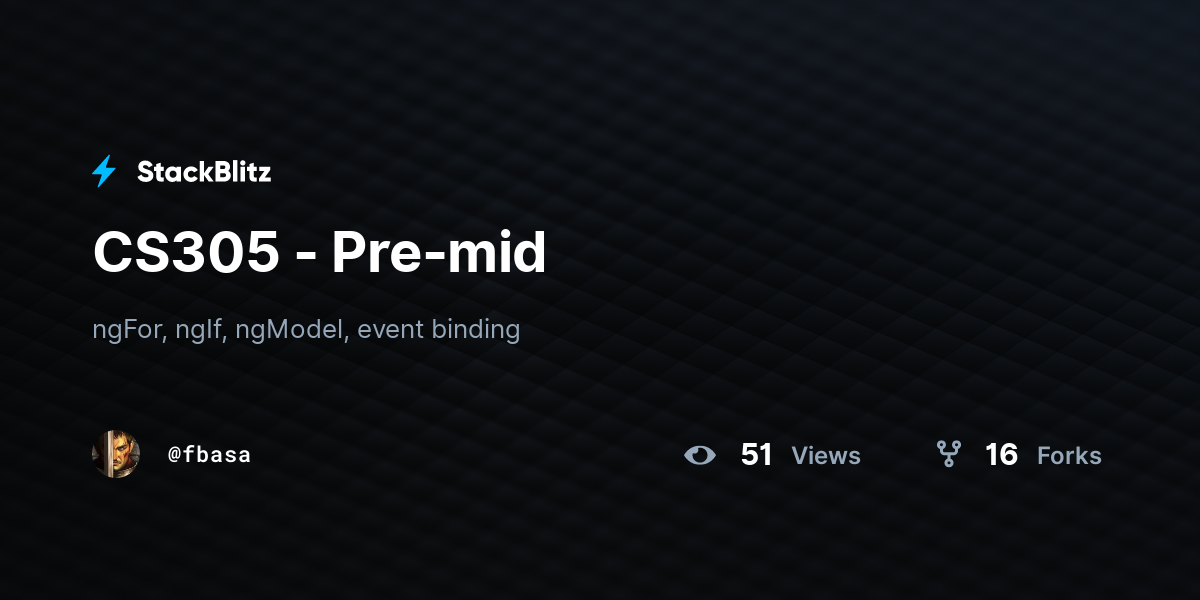 CS305 - Pre-mid - StackBlitz