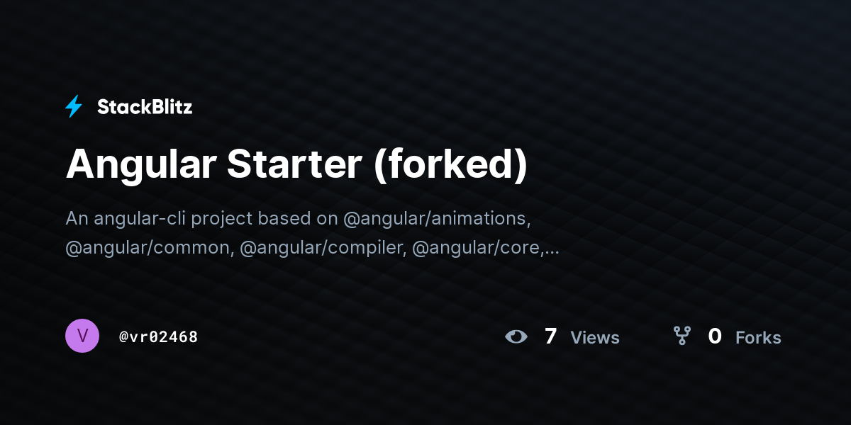 Angular Starter (forked) - StackBlitz