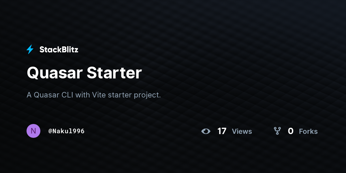 Quasar Starter - StackBlitz