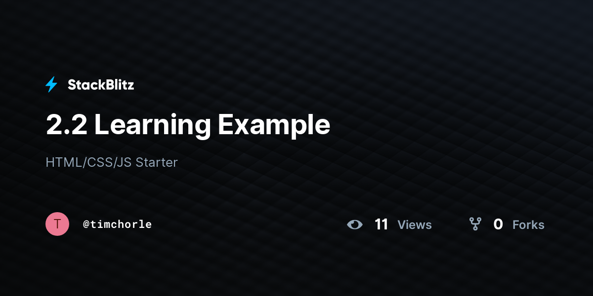 2.2 Learning Example - StackBlitz