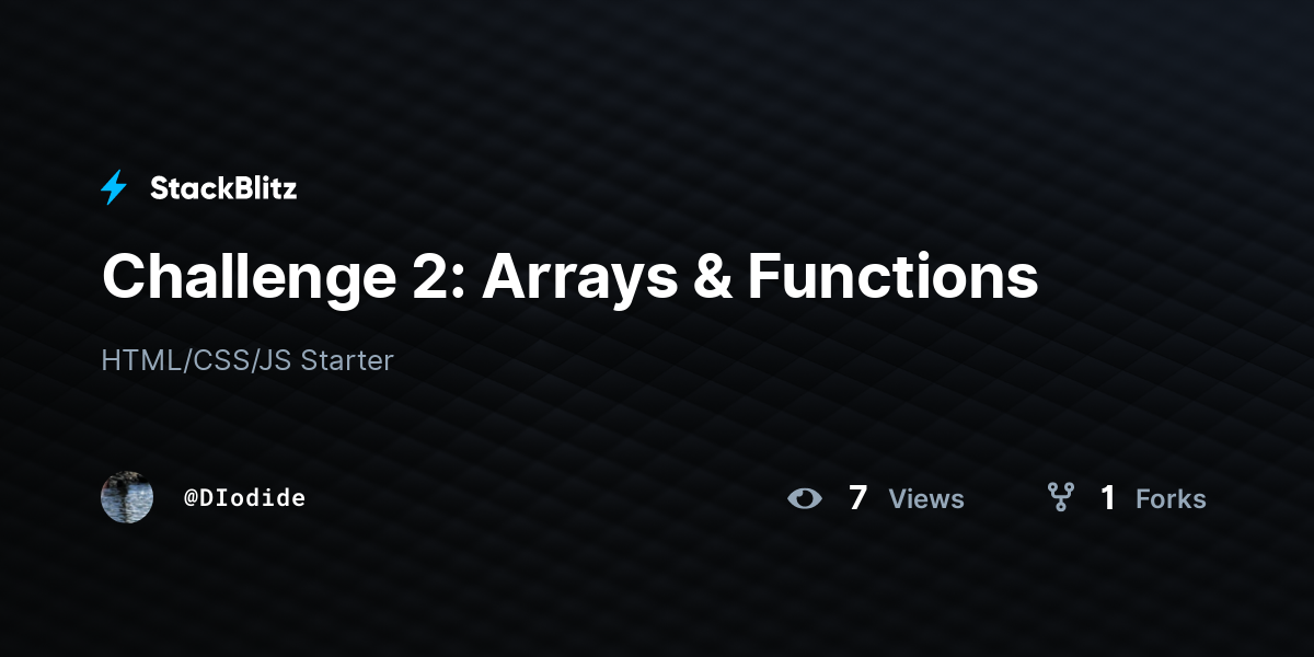 Challenge 2: Arrays & Functions - StackBlitz