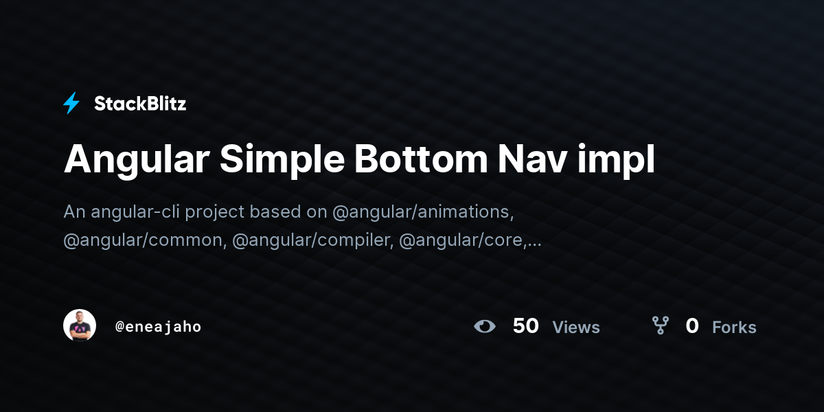 Angular Simple Bottom Nav impl - StackBlitz